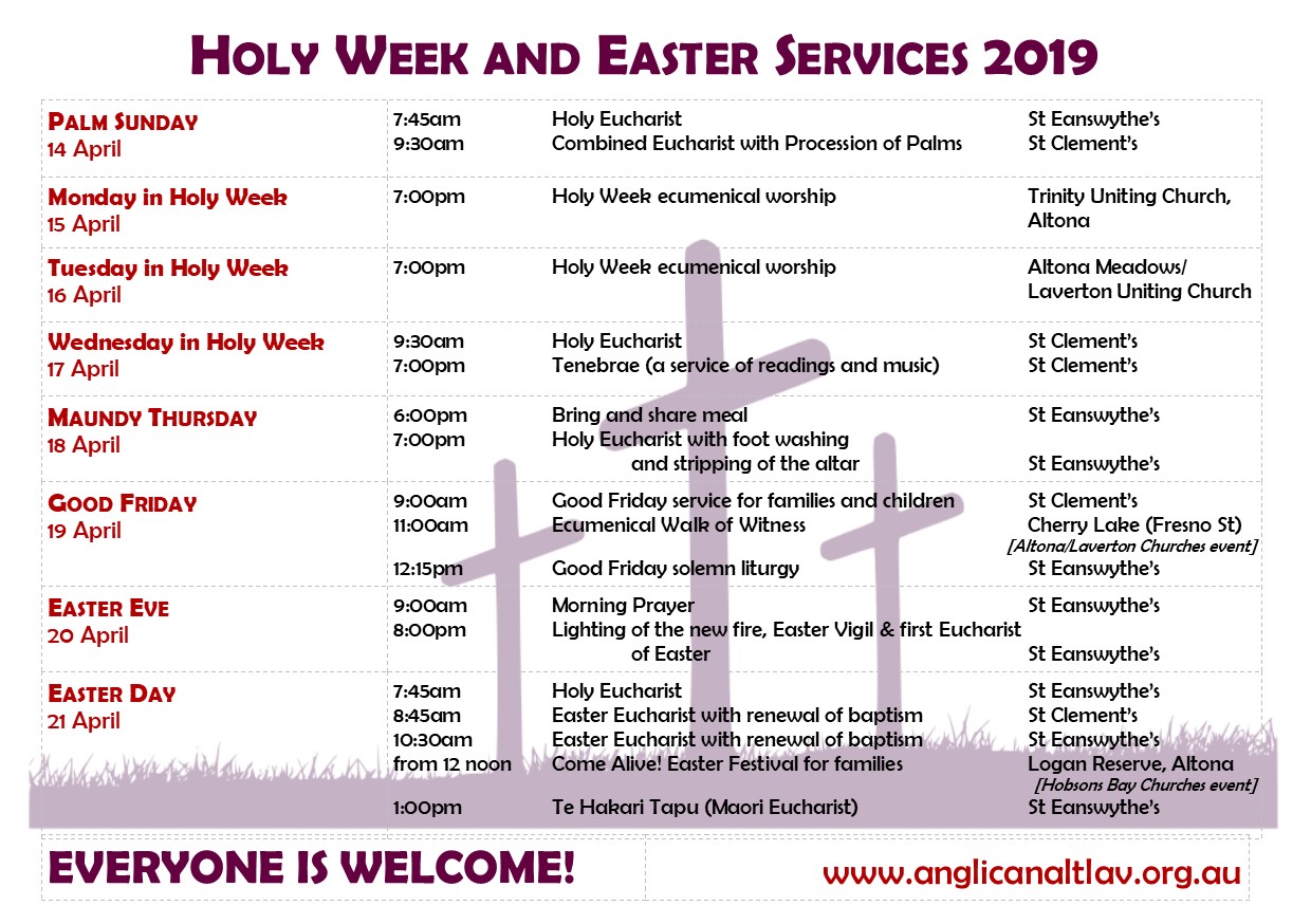 Holy Week and Easter services | Anglican Parish of Altona/Laverton